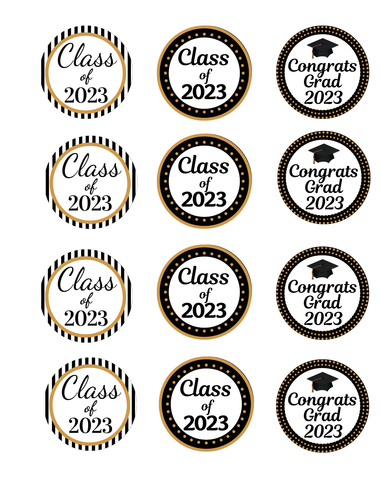 Grad 2023 Blk Gold Cupcake Topper 2 - Raising Teens Today
