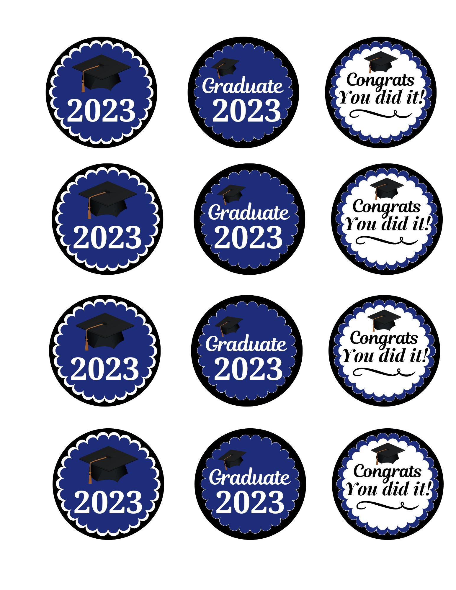 Grad 2023 Blue White Cupcake Topper 8 - Raising Teens Today
