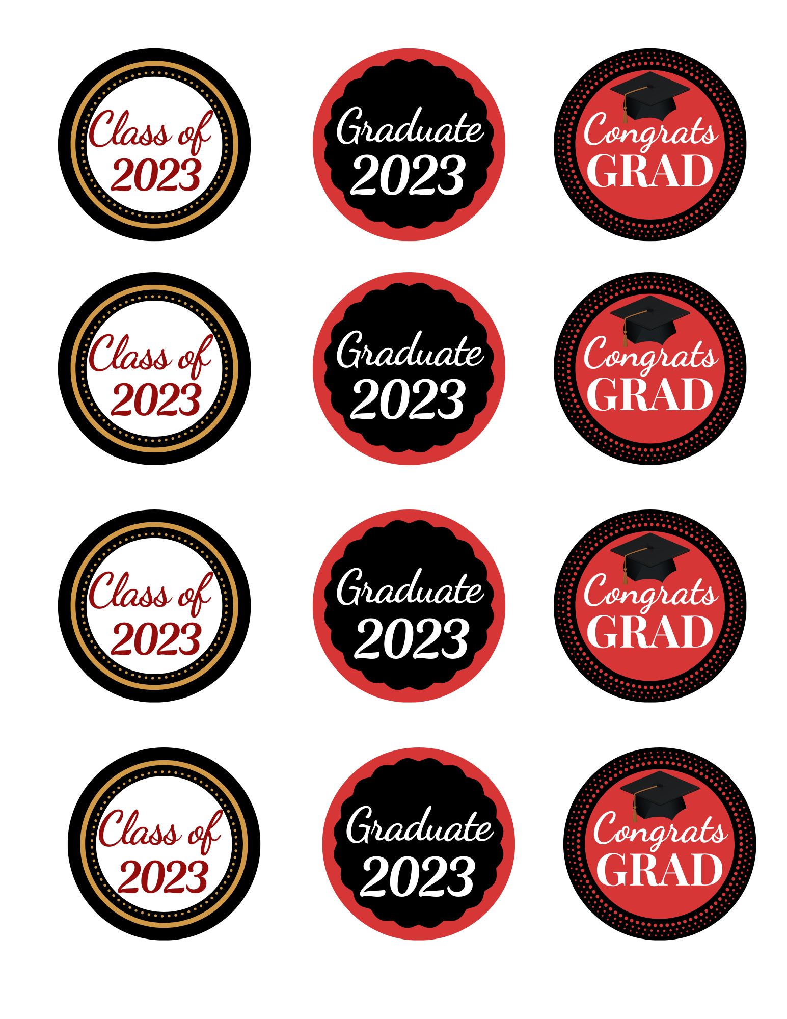 Grad 2023 Red Blk Cupcake Topper 3 - Raising Teens Today